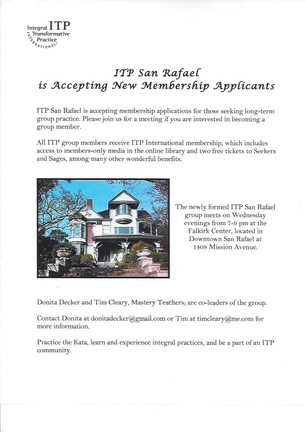 Co-creating a Leaderful ITP Community in San Rafael, CA | Integral Transformative Practice